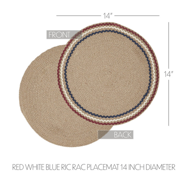 Red White Blue Ric Rac Oval Jute Placemat Set of 2 – KC Collections