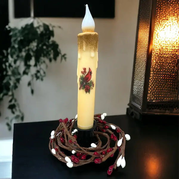 Red Cardinal Bird Led Battery Operated Timer Taper Candle - 7" – KC ...